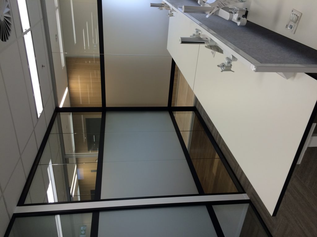 Frosted band with black vinyl strips - Shade & Frost Window Tinting